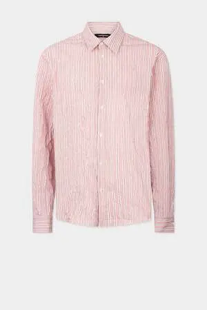 Dsquared2 Crinkled Pinstripe Silk Oversized Shirt - Fantasy