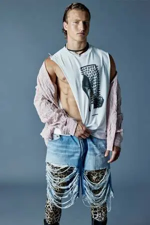 Dsquared2 Crinkled Pinstripe Silk Oversized Shirt