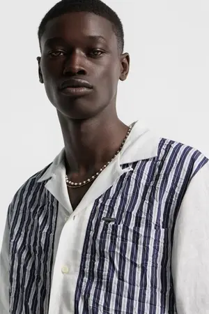 Dsquared2 Crinkled Stripe Bowling Shirt