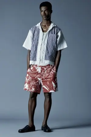 Dsquared2 Crinkled Stripe Bowling Shirt