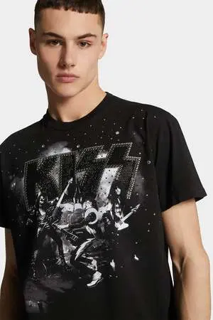 Dsquared2 Kiss X Cigarette Fit T-shirt With Rhinestone Embellishments