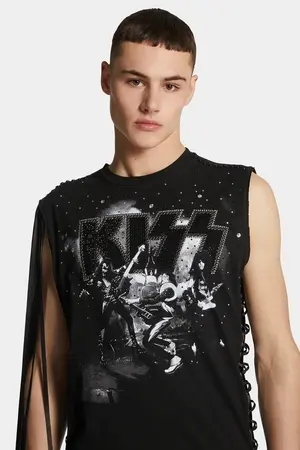 Dsquared2 X Kiss Tour T-shirt With Rhinestone Embellishments And Tassels