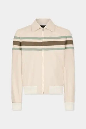 Dsquared2 Leather Blouson Jacket With Striped Detail - Black