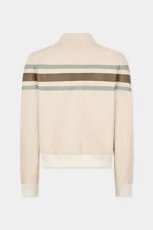 Dsquared2 Leather Blouson Jacket With Striped Detail