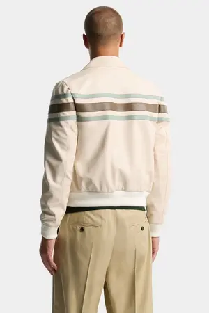 Dsquared2 Leather Blouson Jacket With Striped Detail