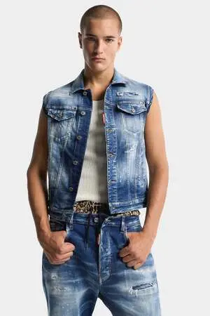 Dsquared2 Medium Wash Classic Denim Vest