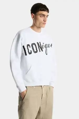 Dsquared2 Iconique Relaxed Fit Crewneck Sweatshirt With Logo - Grey