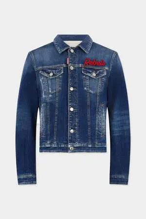 Dsquared2 Dark Smoker Over Denim Jacket With Contrast Stitching And Embroidery