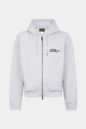 Dsquared2 Iconique Boyfriend Fit Zipped Hoodie - Grey
