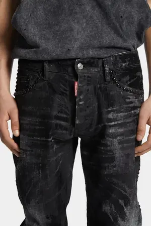 Dsquared2 Kiss Collaboration Rhinestone Logo Jeans