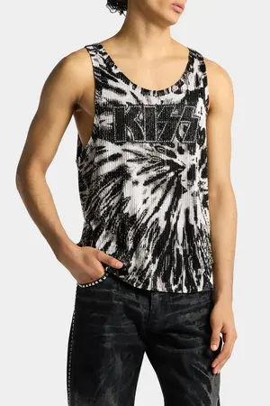 Dsquared2 Kiss Collaboration Tie-dye Embellished Logo Tank