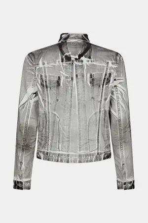 Dsquared2 Icon White Coal Wash Dan Jeans Jacket