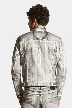 Dsquared2 Icon White Coal Wash Dan Jeans Jacket