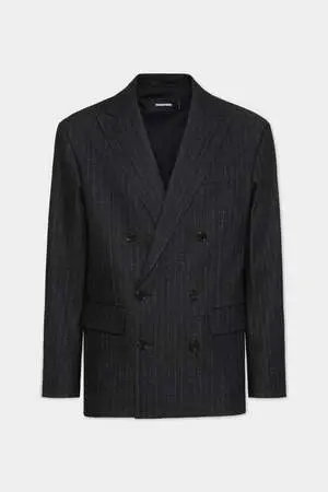 Dsquared2 Pinstripe Denim Double Breasted Blazer - Black