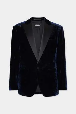 Dsquared2 Sparkling Velvet Tuxedo Blazer With Peak Lapel - Blue