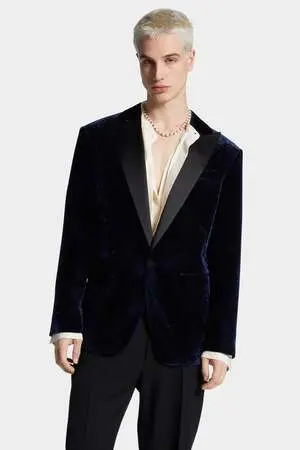 Dsquared2 Sparkling Velvet Tuxedo Blazer With Peak Lapel