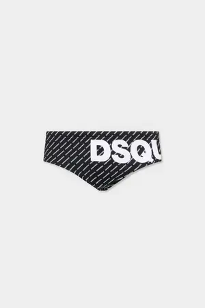 Dsquared2 Swim Briefs With All-over Logo Print - Black