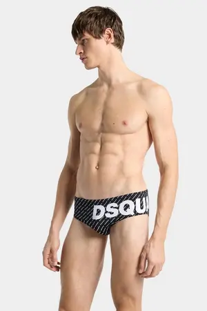 Dsquared2 Swim Briefs With All-over Logo Print