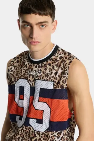Dsquared2 Wild2" Leopard Print Cigarette Fit T-shirt With Lace Trim