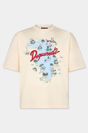 Dsquared2 Aloha Souvenir Print Relaxed Fit T-shirt - Beige