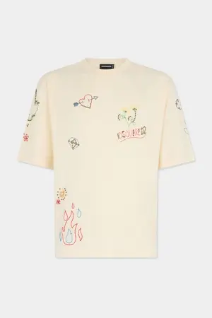 Dsquared2 Handmade Scribbles Loose Fit T-shirt - Beige