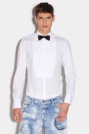 Dsquared2 Slim Fit Tuxedo Shirt - White