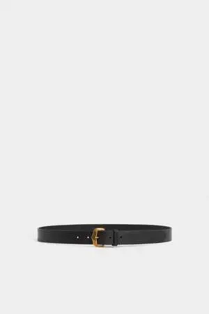Dsquared2 Distressed Leather Belt With Vintage Buckle - Black