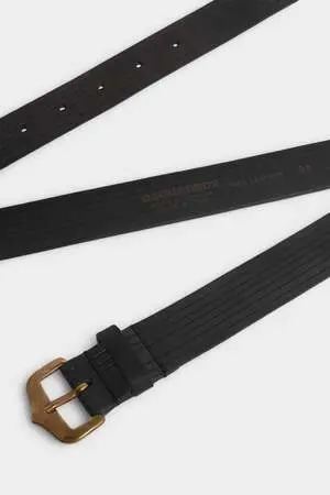 Dsquared2 Distressed Leather Belt With Vintage Buckle - Black