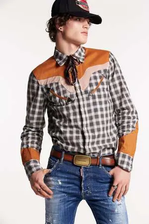 Dsquared2 Checked Cotton Western Shirt - Fantasy