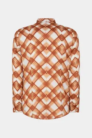 Dsquared2 Easy Slim 70's Shirt With Geometric Print And Tie Neck