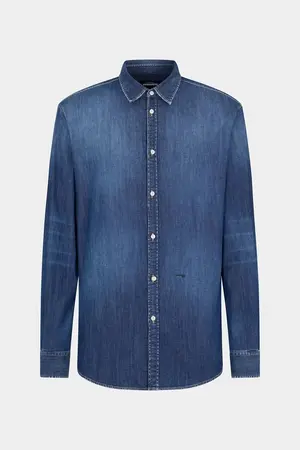 Dsquared2 Relaxed Fit Embroidered Denim Shirt - Blue