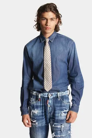 Dsquared2 Relaxed Fit Embroidered Denim Shirt