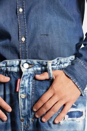 Dsquared2 Relaxed Fit Embroidered Denim Shirt