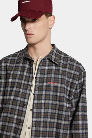 Dsquared2 Checked Wool Shirt With Cotton Insert