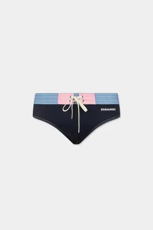 Dsquared2 Swim Briefs With Side Logo And Drawstring Waist - Blue