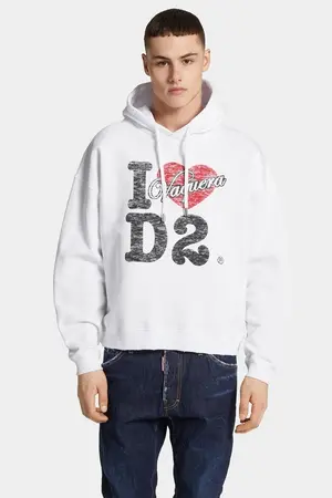 Dsquared2 Vaquera X Relaxed Fit Hoodie - White