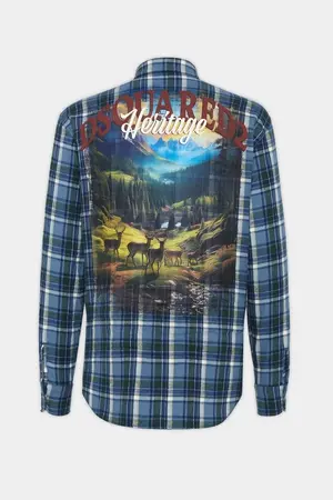 Dsquared2 Plaid Shirt With Canadian Landscape Print