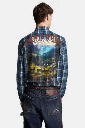 Dsquared2 Plaid Shirt With Canadian Landscape Print