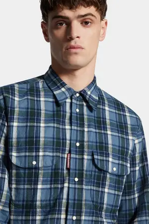 Dsquared2 Plaid Shirt With Canadian Landscape Print