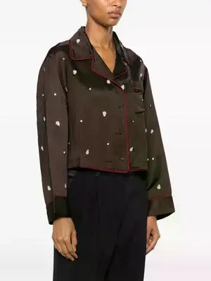 Sandro Rhinestone Embroidered Piped-trim Shirt