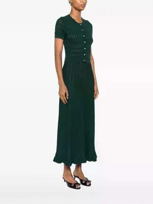 Sandro Pointelle-knit Ruffled Midi Dress