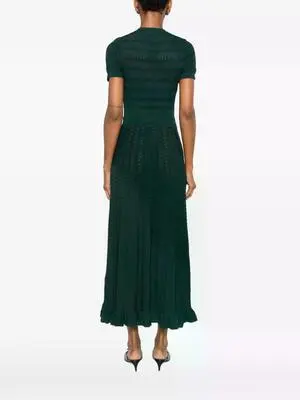 Sandro Pointelle-knit Ruffled Midi Dress
