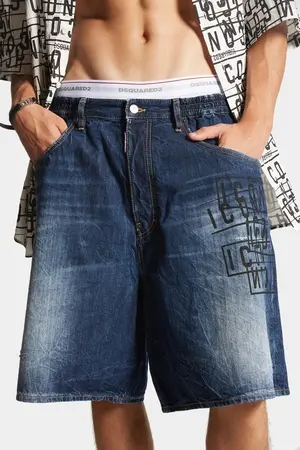 Dsquared2 Icon Dark Wash Denim Bermuda Shorts