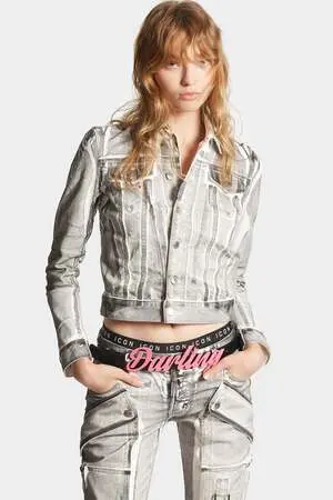 Dsquared2 Icon White Coal Wash Denim Jacket
