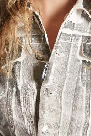 Dsquared2 Icon White Coal Wash Denim Jacket