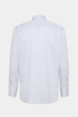 Dsquared2 Striped Cotton Shirt With Micro Logo Print - Blue