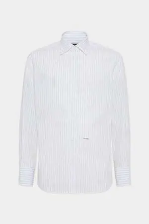 Dsquared2 Striped Cotton Shirt With Micro Logo Print - Fantasy