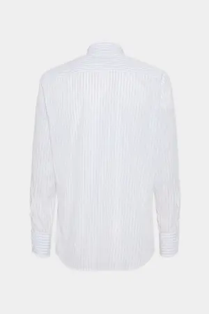 Dsquared2 Striped Cotton Shirt With Micro Logo Print - Fantasy