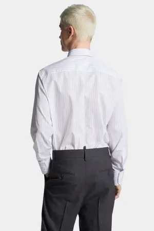 Dsquared2 Striped Cotton Shirt With Micro Logo Print - Fantasy