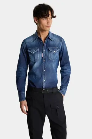 Dsquared2 Medium Perfecto Classic Western Shirt - Blue